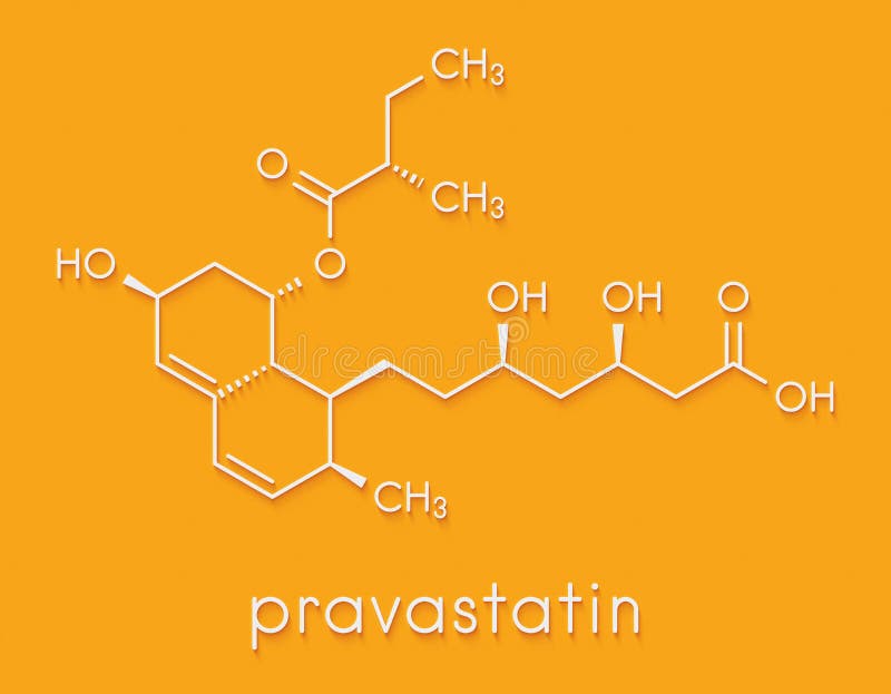 Pravastatin Cholesterol Lowering Drug Molecule. Atoms are Represented ...