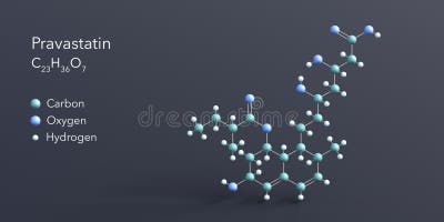 Pravastatin Molecule 3d Rendering, Flat Molecular Structure with ...