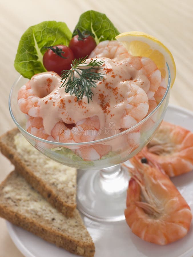 Prawn Cocktail in a Glass with Brown Bread Stock Image - Image of bread ...