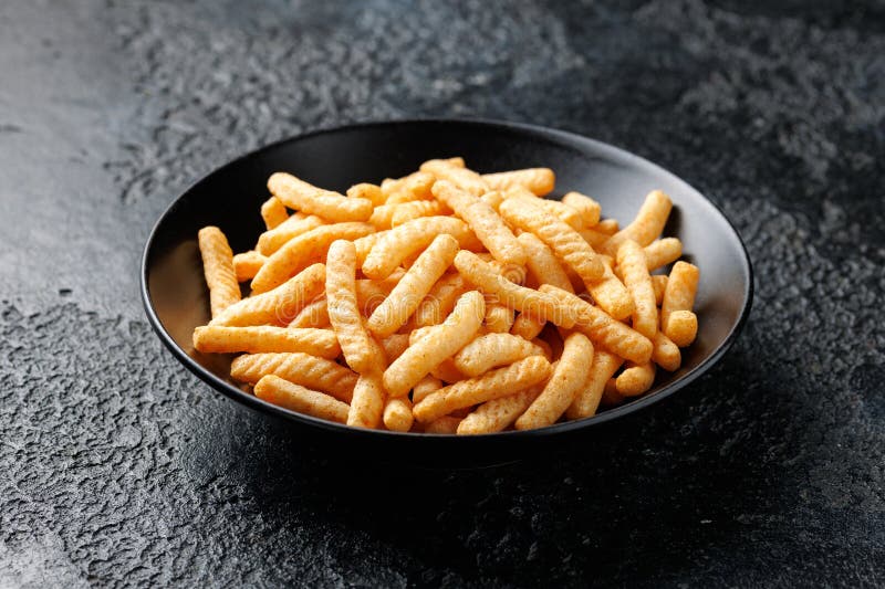 Prawn Cracker Sticks, Fingers. Shrimp Crispy Snack in a Bowl Stock ...
