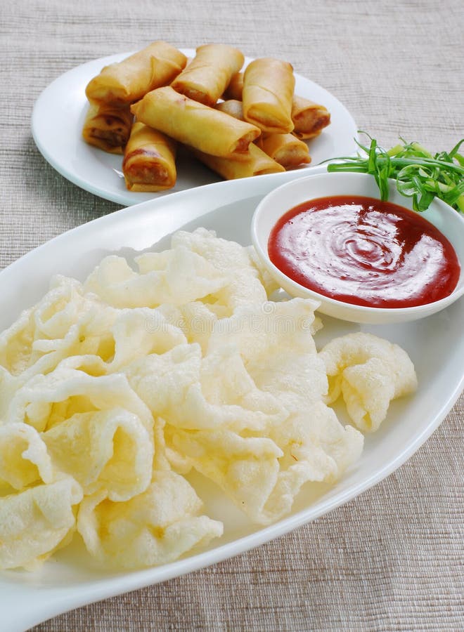 Prawn Crackers Isolated on White Stock Photo - Image of krupuk, flavor ...