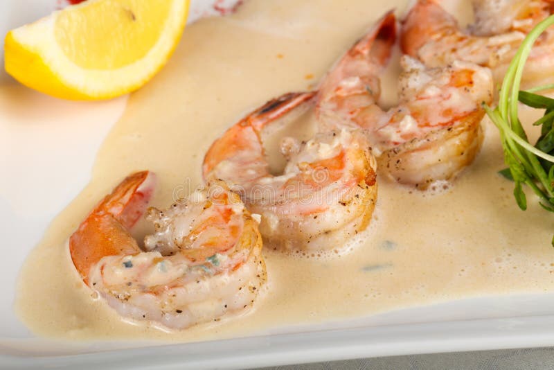 Prawn in cream sauce stock image. Image of cheese, shrimp - 154423003