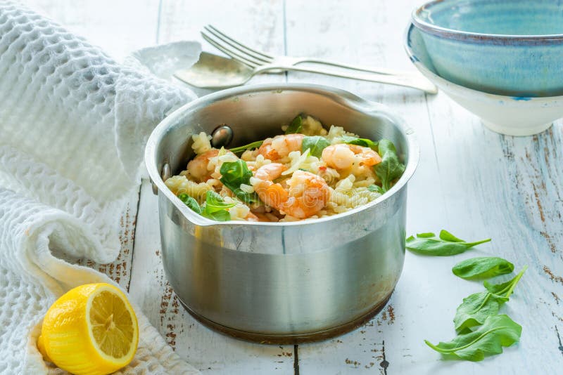 Prawn, Fennel and Rocket Risotto Stock Image - Image of healthy, food ...