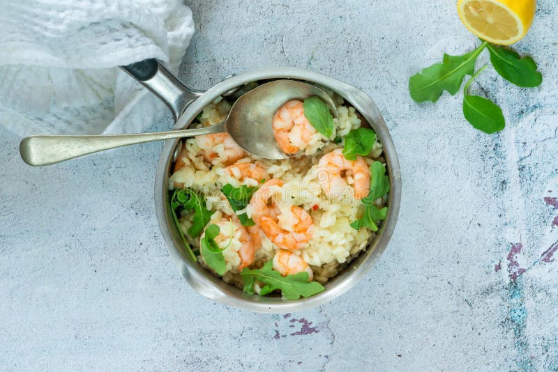 Prawn, Fennel and Rocket Risotto Stock Image - Image of bowl, cooking ...