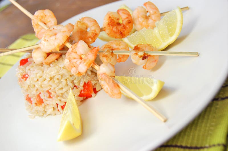 Prawn kebabs stock photo. Image of lemon, healthy, seasoned - 11155786
