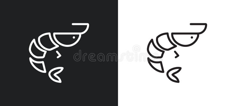 Prawn Outline Icon in White and Black Colors. Prawn Flat Vector Icon ...