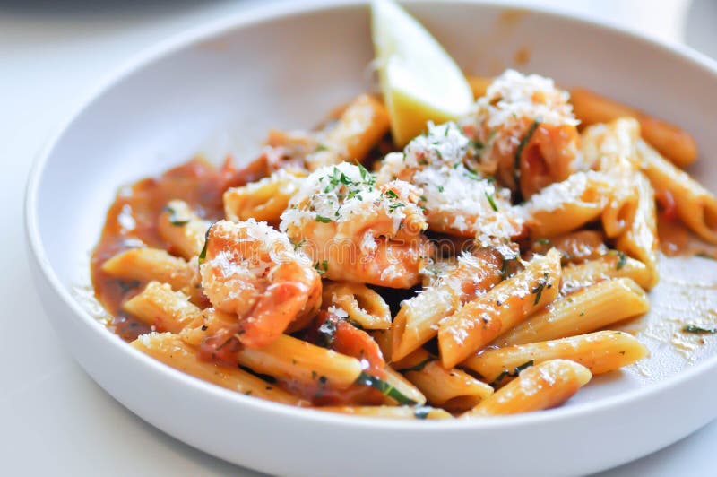 Prawn Pasta, Prawn Penne or Shrimp Pasta or Penne Prawn with Tomato ...