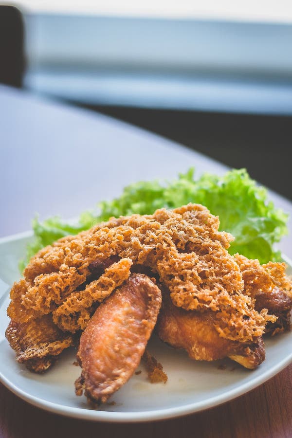 Prawn Paste Crispy Fried Chicken Served on Lettuce Leaf and White Plate ...
