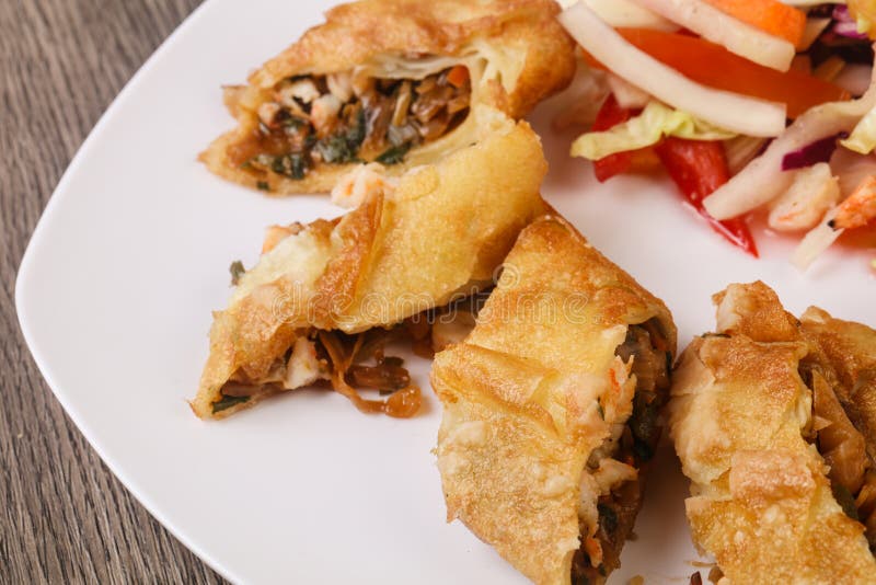 Prawn spring roll stock photo. Image of lunch, chinese - 111961118
