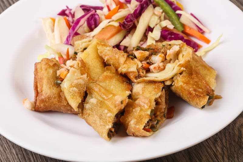 Prawn spring roll stock photo. Image of fried, meal - 111927126