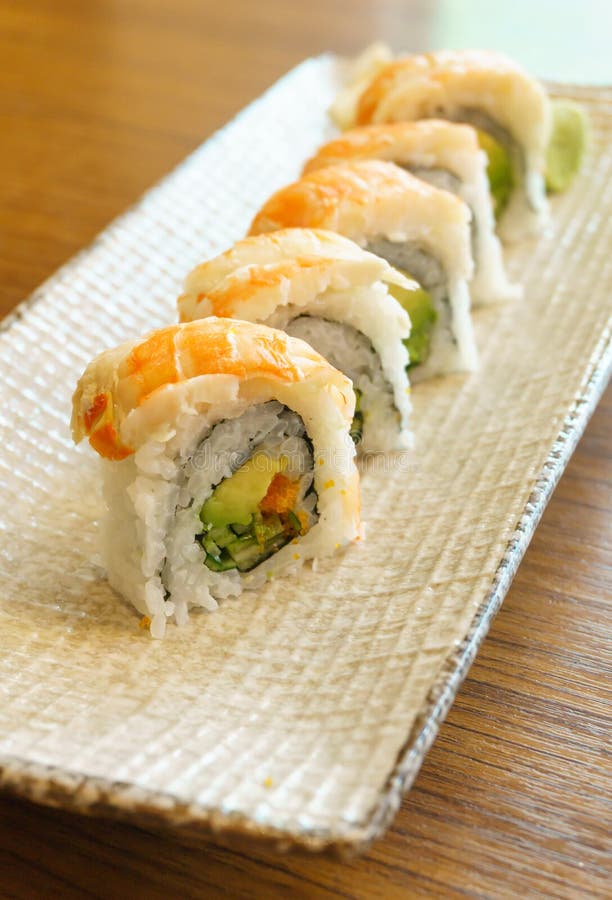 Prawn sushi roll stock image. Image of japanese, prawn - 53738131