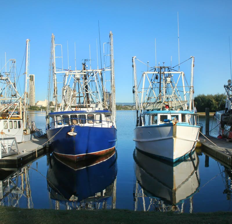 Prawn Trawlers at Dock stock photo. Image of colorful - 4974504
