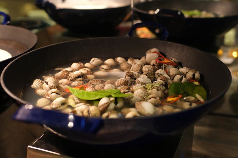 Prawns Seafood Platter Steamed Clams with Fresh Herb Garnish Stock ...