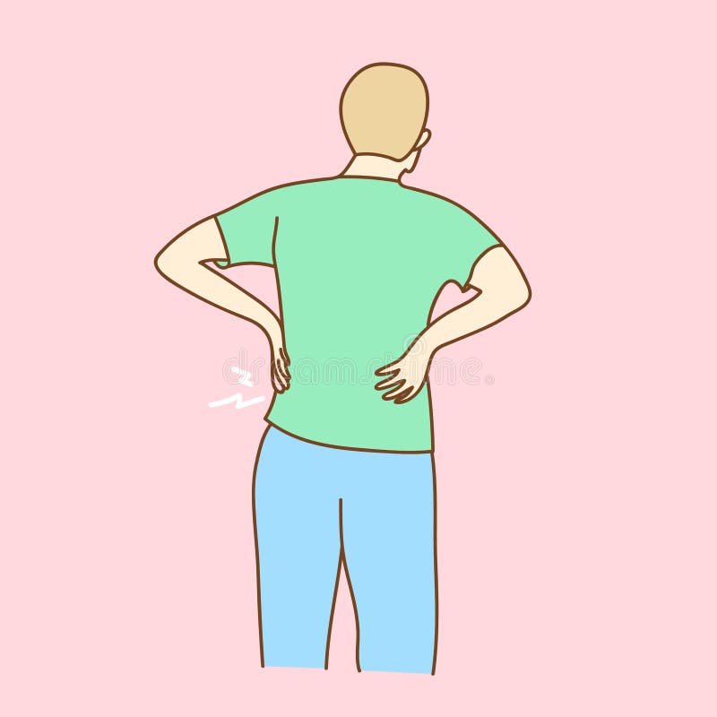 Young Man Suffering from Backache, Vector Illustration. Stock Vector ...