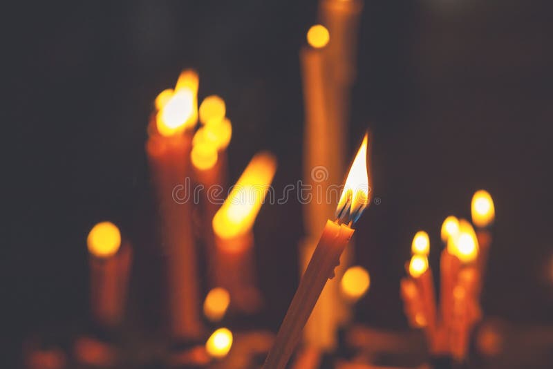 Pray Candle in Orthodox Church Stock Image - Image of catholic ...