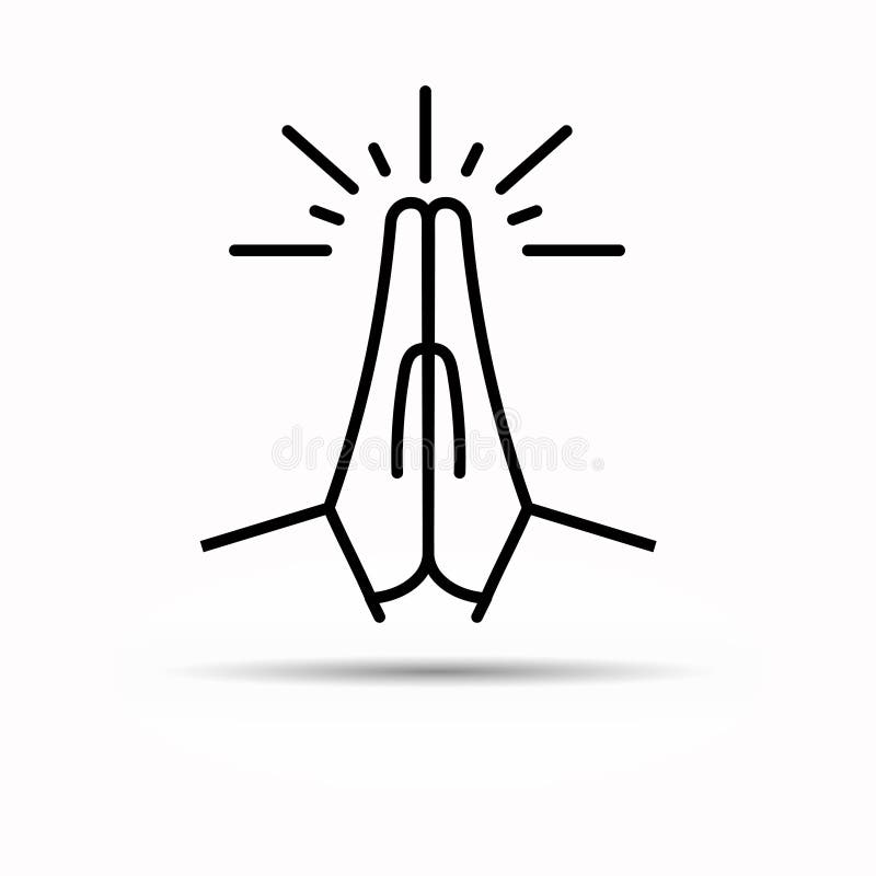 Hands Folded in Prayer Line Icon. Editable Stroke Outline Hands Folded ...