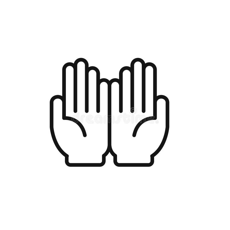 Pray Icon Outline Collection in Black and on White Background Stock ...