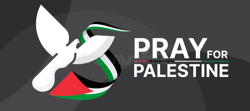 Pray for Palestine - Text and Palestine Flag Waving Around White Peace ...
