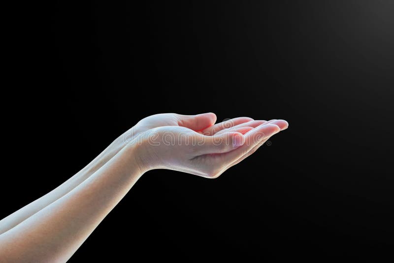 Pray for Support Concept with Isolated Female Empty Open Hand with Palm ...