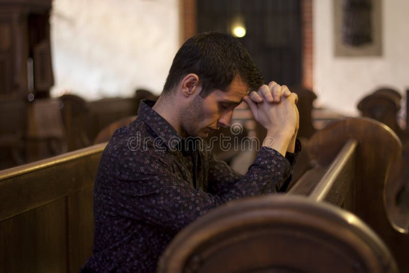 Prayer in church stock photo. Image of faith, chair, bible - 21405652