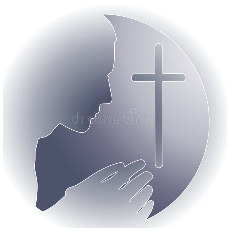 Prayer and Cross Logos or Icons Stock Illustration - Illustration of ...