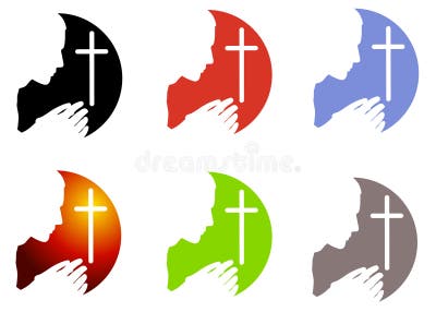 Prayer and Cross Logos or Icons Stock Illustration - Illustration of ...