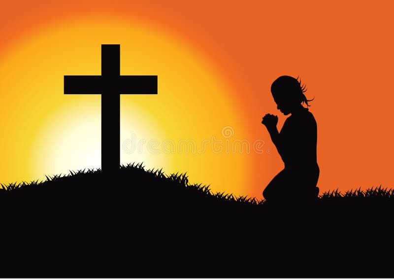Prayer at the Cross stock vector. Illustration of peace - 30337772