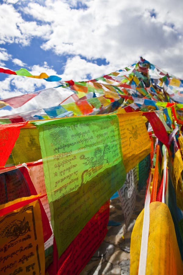 Prayer flags stock image. Image of clouds, landscape - 28369575
