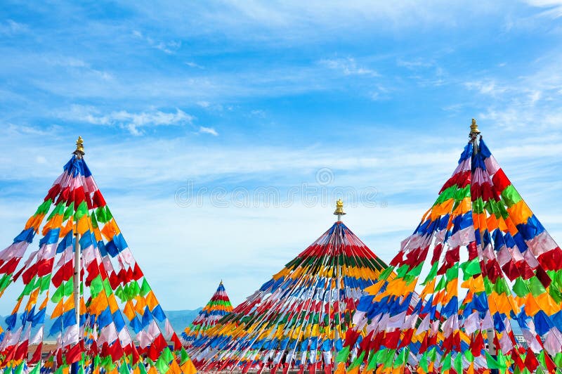 Prayer Flags on Chinese Temple Stock Image - Image of architecture ...