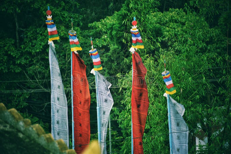 Prayer Flags in a Monastery Stock Photo - Image of religious, spiritual ...