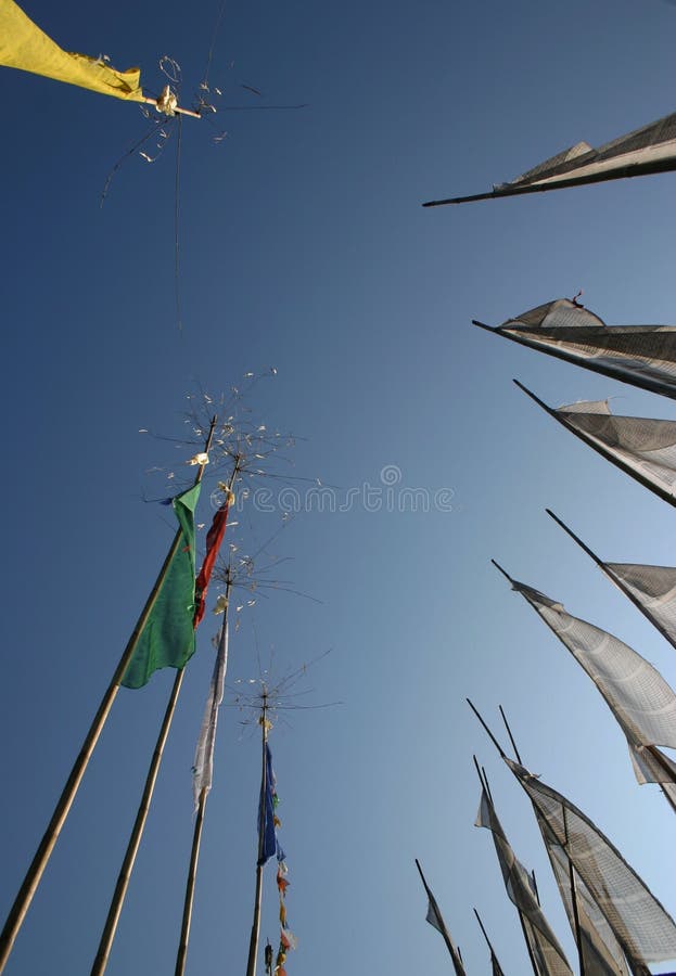 Prayer Flags on Poles, Sikkim India Stock Photo - Image of landscape ...