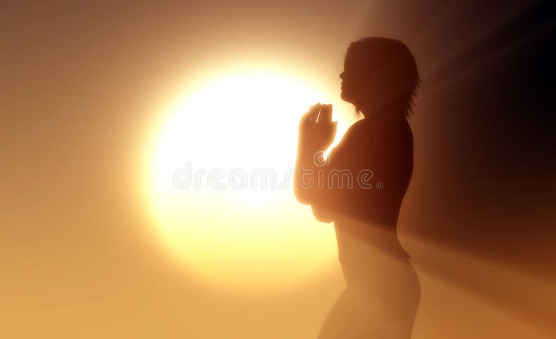 A Prayer at Sunset stock illustration. Illustration of illustrated ...