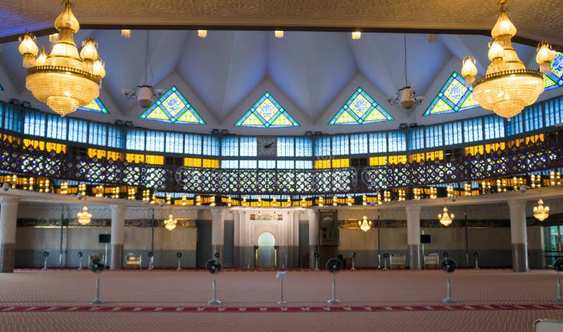 Prayer Hall Inside Masjid Negara Stock Image - Image of decoration ...