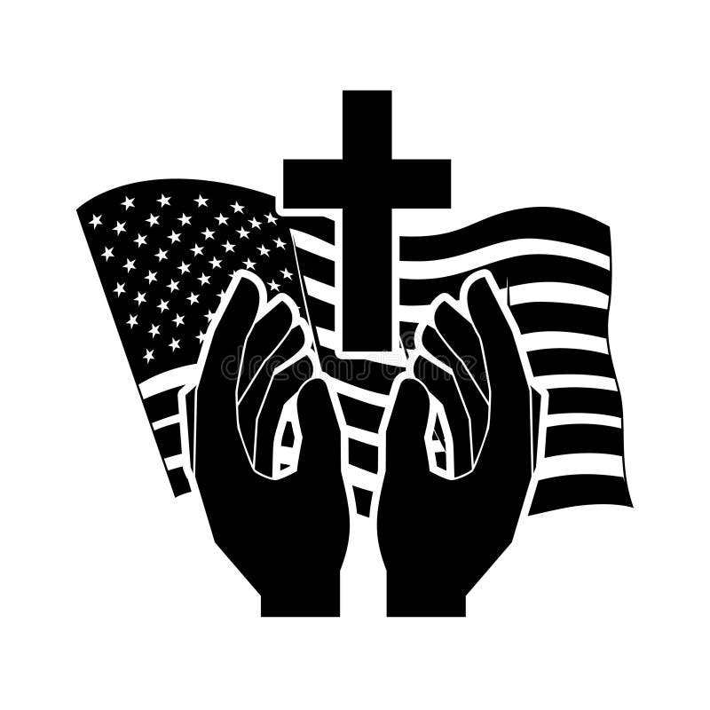 Prayer Hands on American Flag Background. Vector Stock Illustration ...