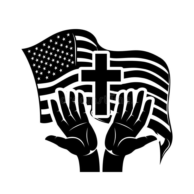 Prayer Hands on American Flag Background. Vector Stock Illustration ...