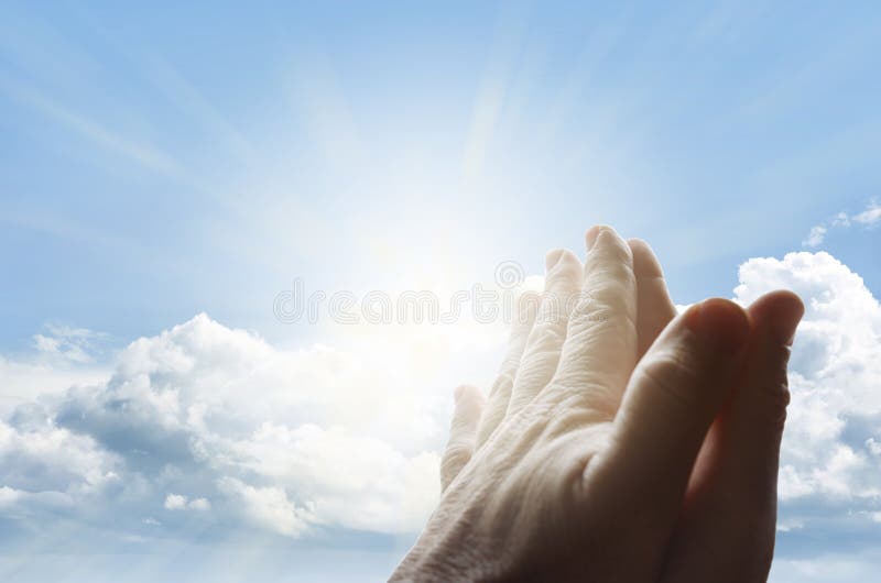 Hands praying and sky stock photo. Image of heavenly - 211875964