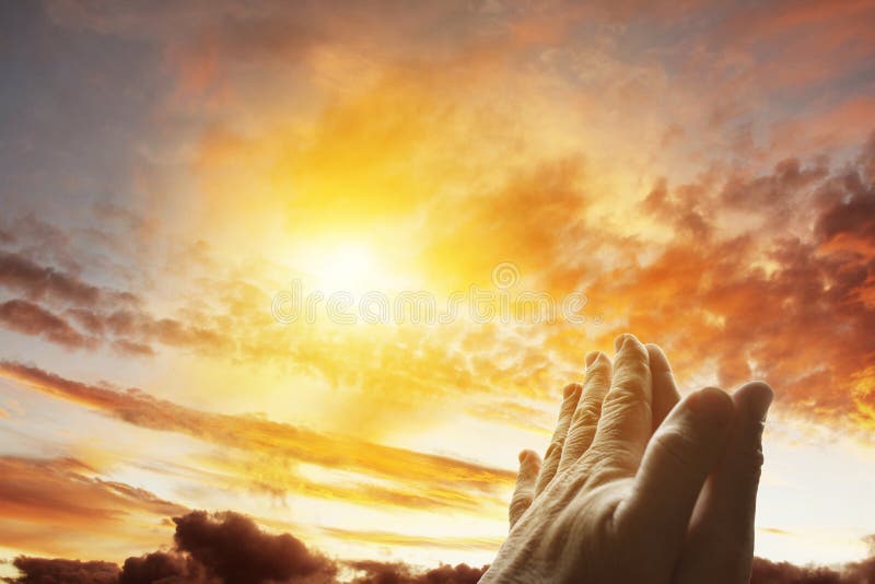 Prayer hands in sky stock image. Image of heavenly, hope - 141121299