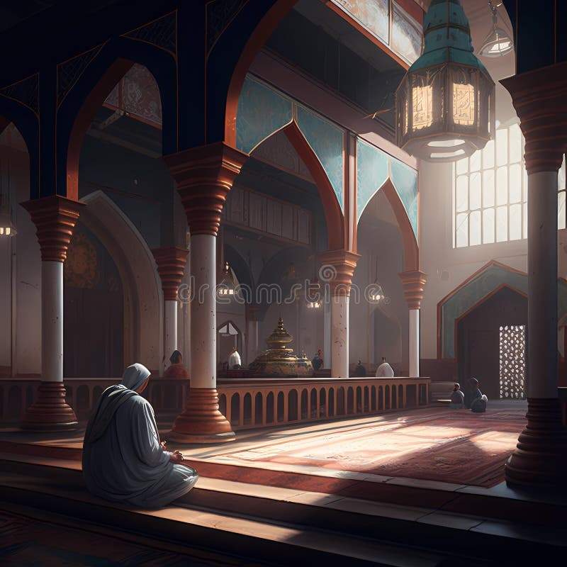 Prayer at Indonesian Mosque. Generative AI Stock Illustration ...