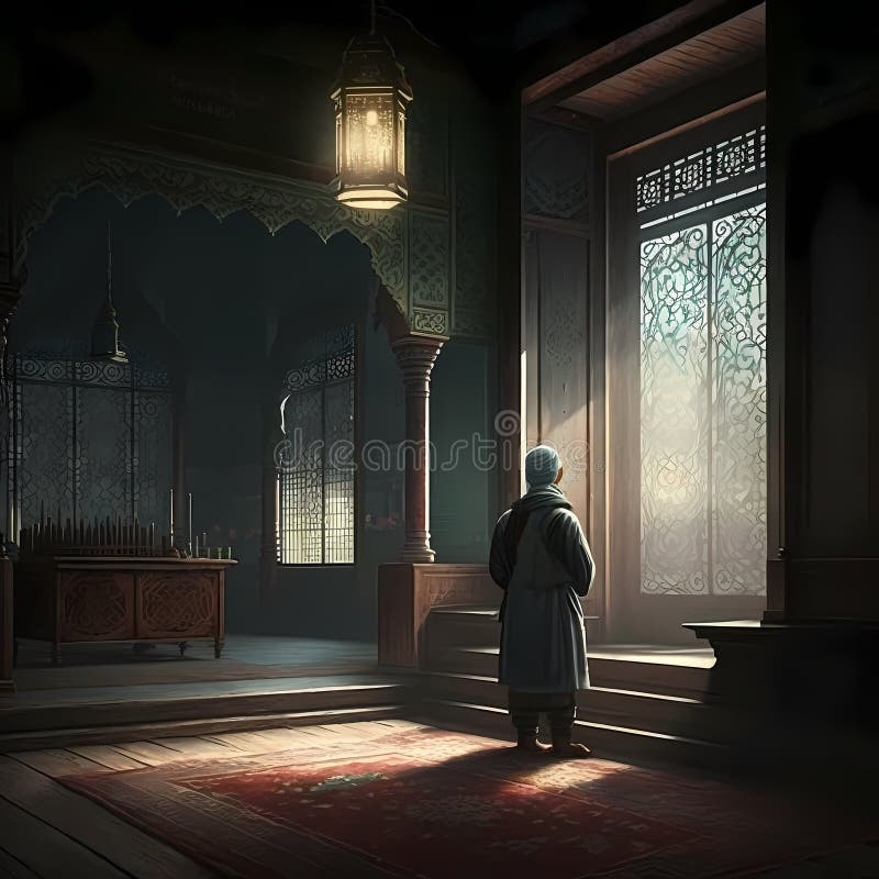 Prayer at Indonesian Mosque. Generative AI Stock Illustration ...