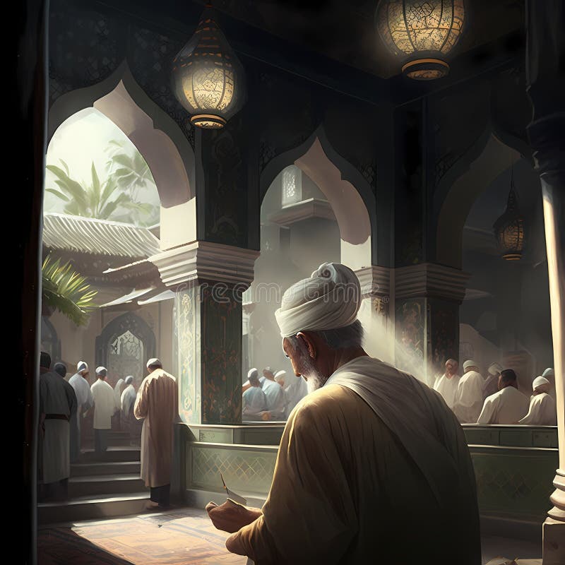 Prayer at Indonesian Mosque. Generative AI Stock Illustration ...