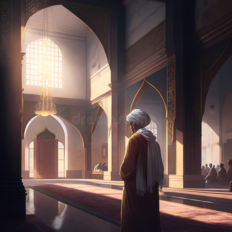 Prayer at Indonesian Mosque. Generative AI Stock Illustration ...