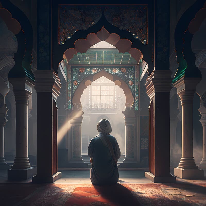 Prayer at Indonesian Mosque. Generative AI Stock Illustration ...