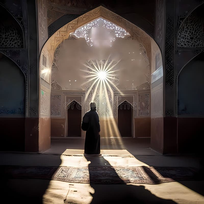 Prayer at Iran Mosque. Generative AI Stock Illustration - Illustration ...