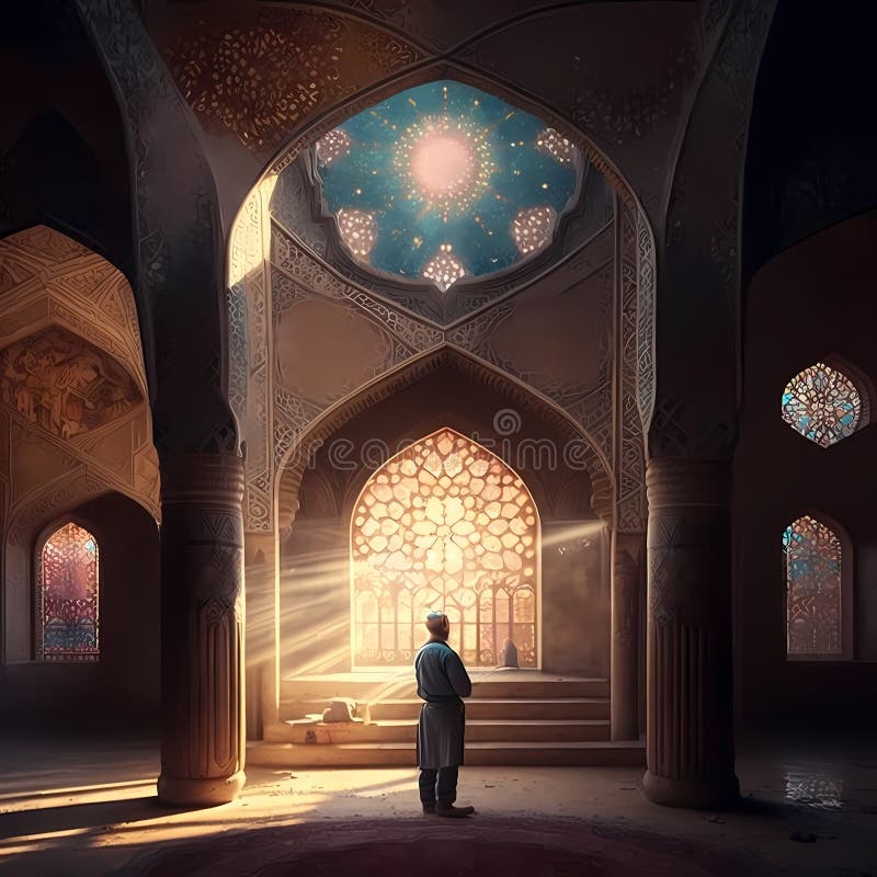 Prayer at Iran Mosque. Generative AI Stock Illustration - Illustration ...