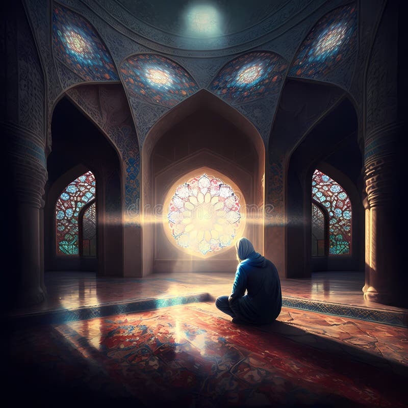 Prayer at Iran Mosque. Generative AI Stock Illustration - Illustration ...
