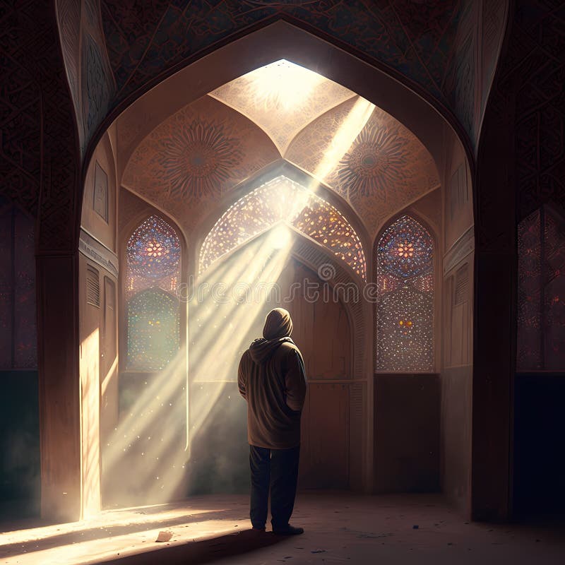 Prayer at Iran Mosque. Generative AI Stock Illustration - Illustration ...