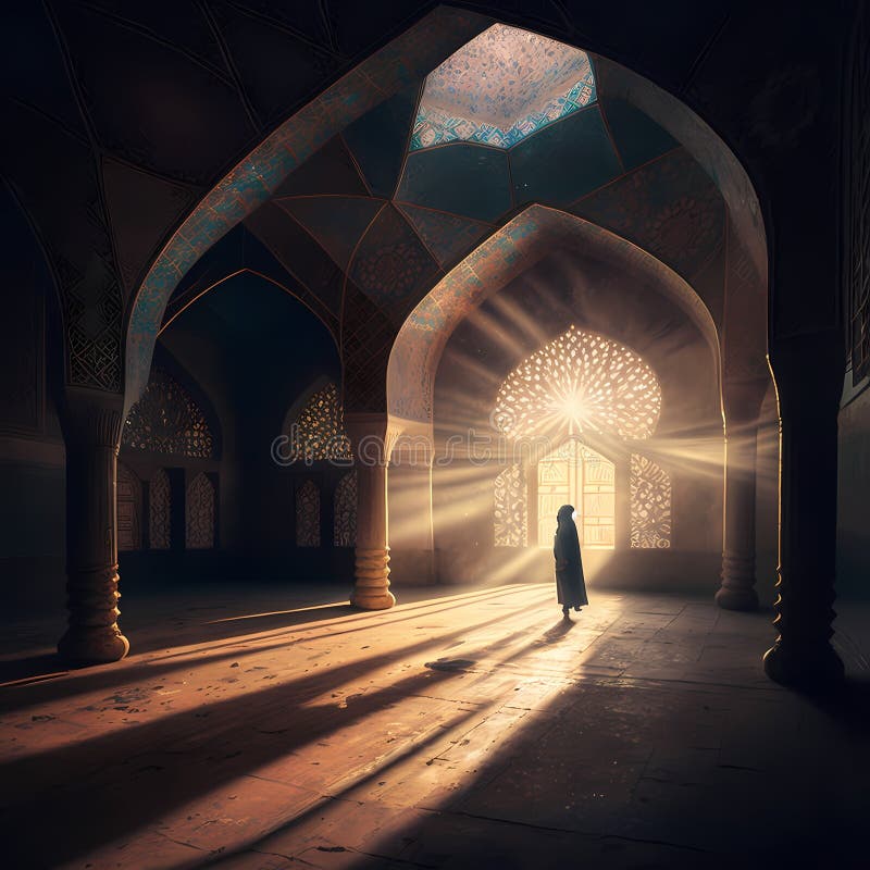 Prayer at Iran Mosque. Generative AI Stock Illustration - Illustration ...