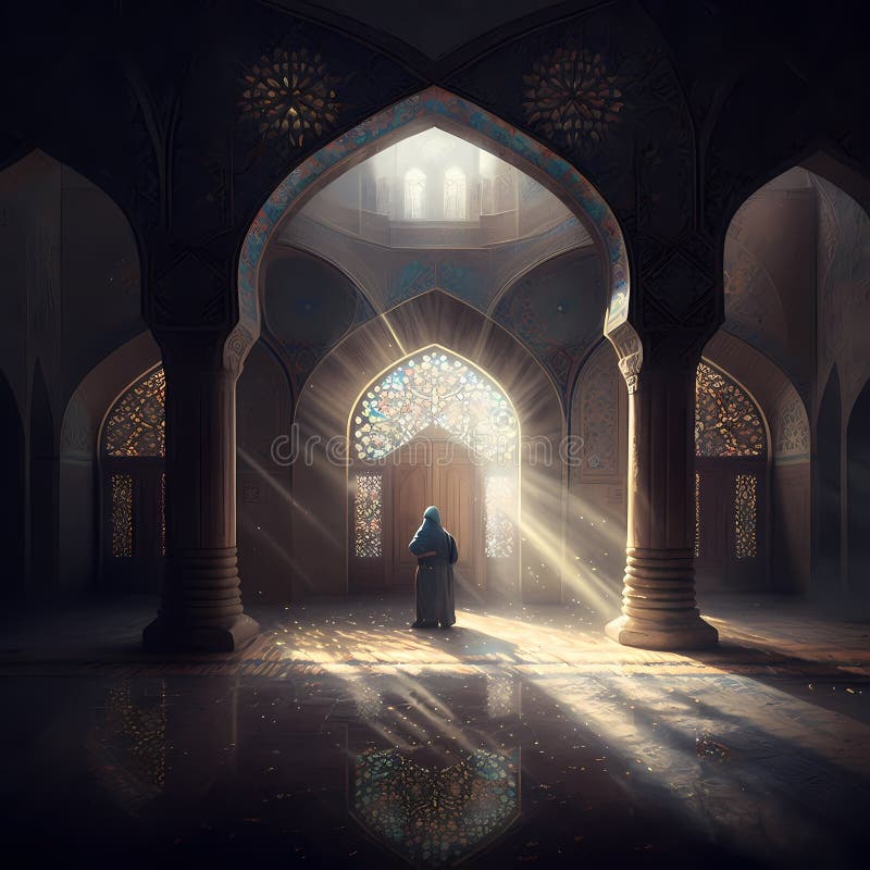 Prayer at Iran Mosque. Generative AI Stock Illustration - Illustration ...