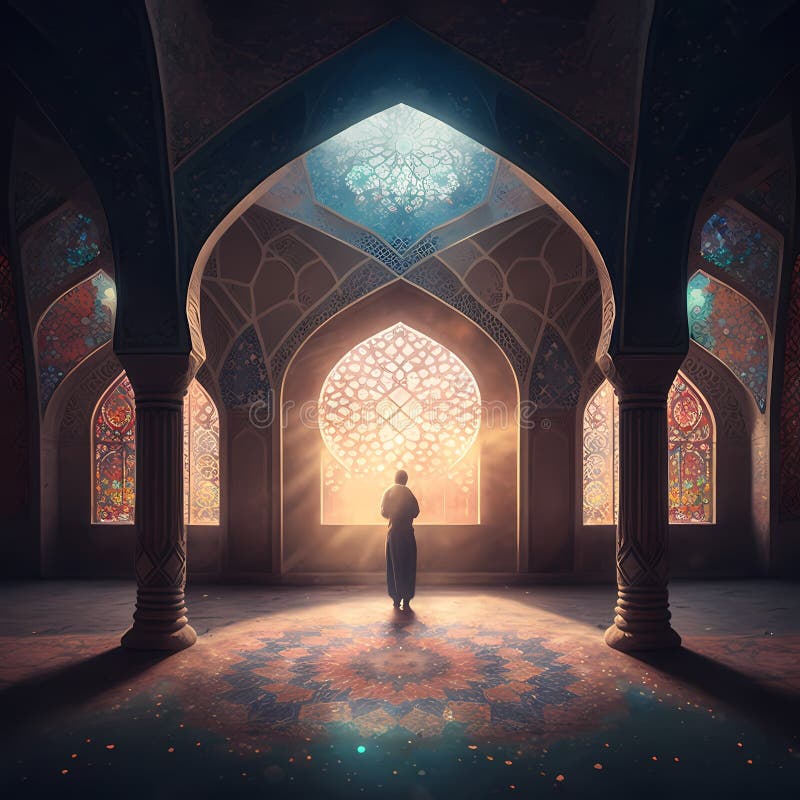 Prayer at Iran Mosque. Generative AI Stock Illustration - Illustration ...