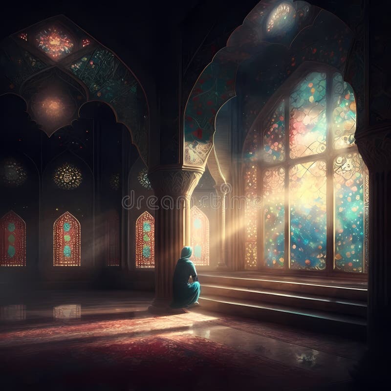 Prayer at Iran Mosque. Generative AI Stock Illustration - Illustration ...